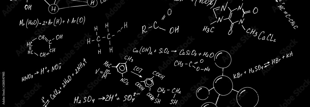 Molecule formulas on blackboard background Stock Photo | Adobe Stock