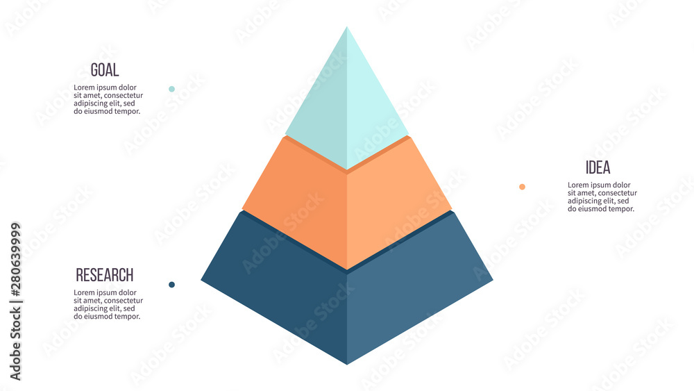 Business infographics. Pyramid chart with 3 steps, options, layers ...