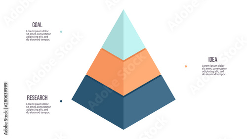 Business infographics. Pyramid chart with 3 steps, options, layers ...