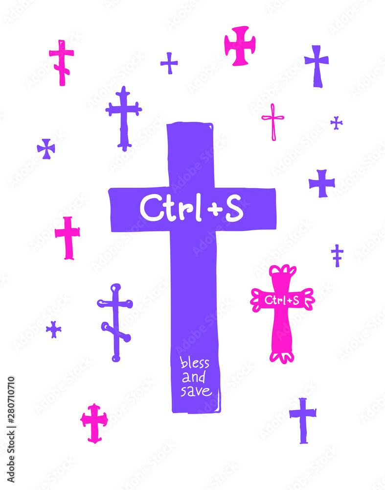 Orthodox, Catholic, Celtic and other crosses. Vector. The inscription ...