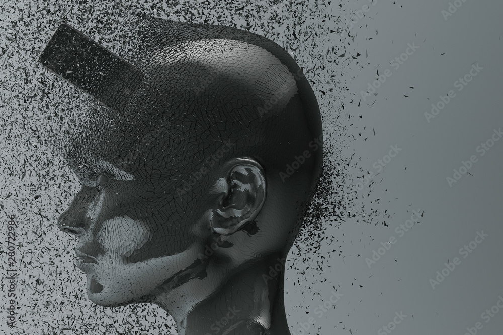 Concept of "social sharing Can make people die" with human head broken ...