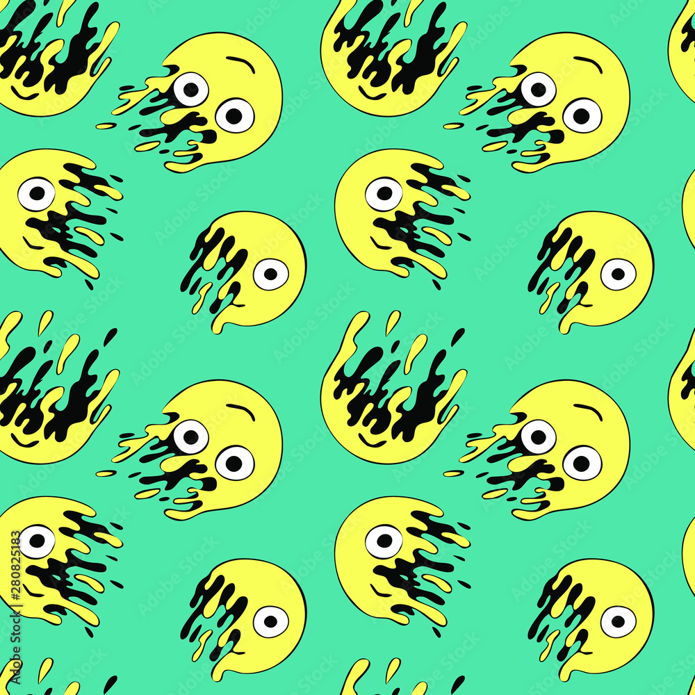Emoticon, emoticons, emoji, vector, melt, fade, stylized, yellow, green ...