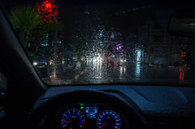 Night Driving In Rain Free Stock Photo - Public Domain Pictures