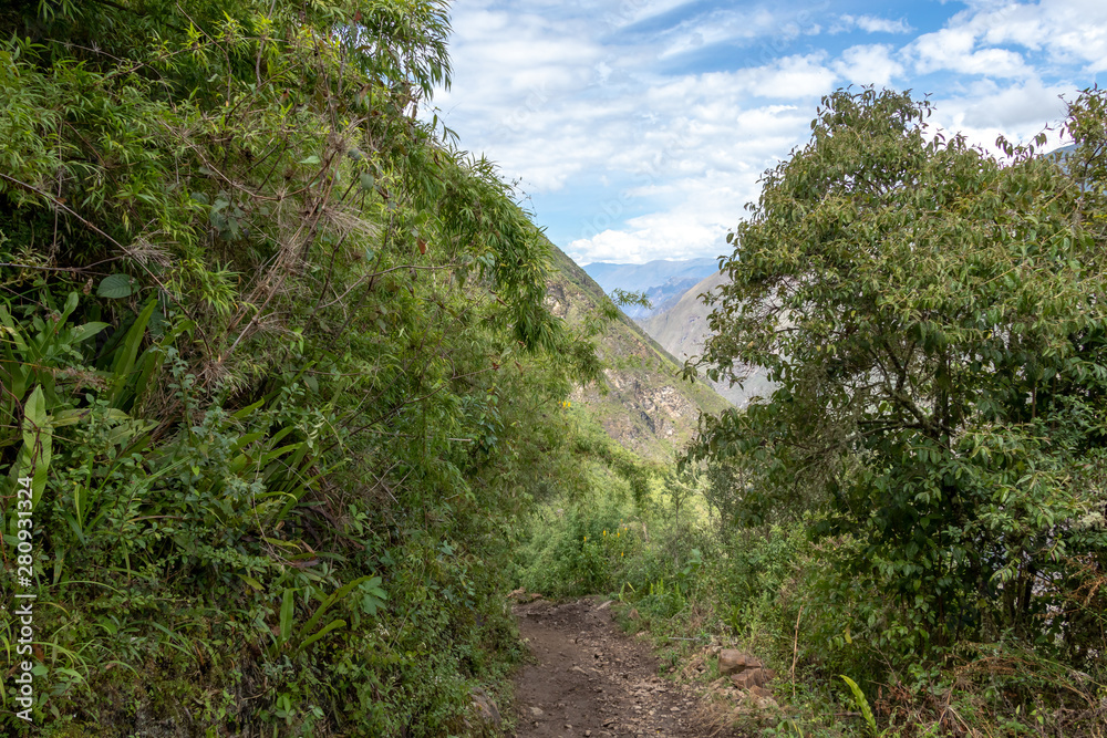 Hiking path at high altitude Peruvian mountains, the Choquequirao trek ...