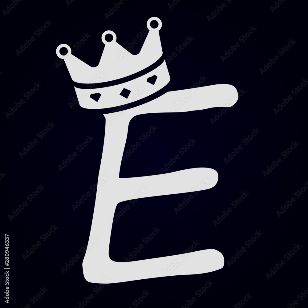 Vector de Stock Caligrafía de la letra E con corona en la parte ...