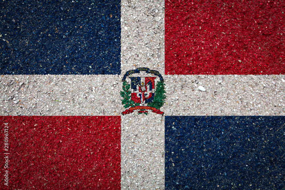 National flag of Dominicana on a stone background.The concept of ...