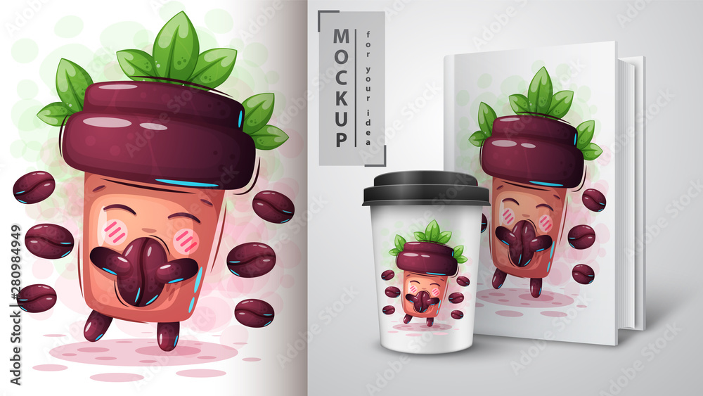 Cartoon coffee - mockup for your idea Stock Vector | Adobe Stock
