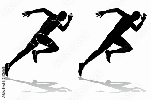 isolated silhouette of a sprinter, vector drawing Stock Vector | Adobe ...