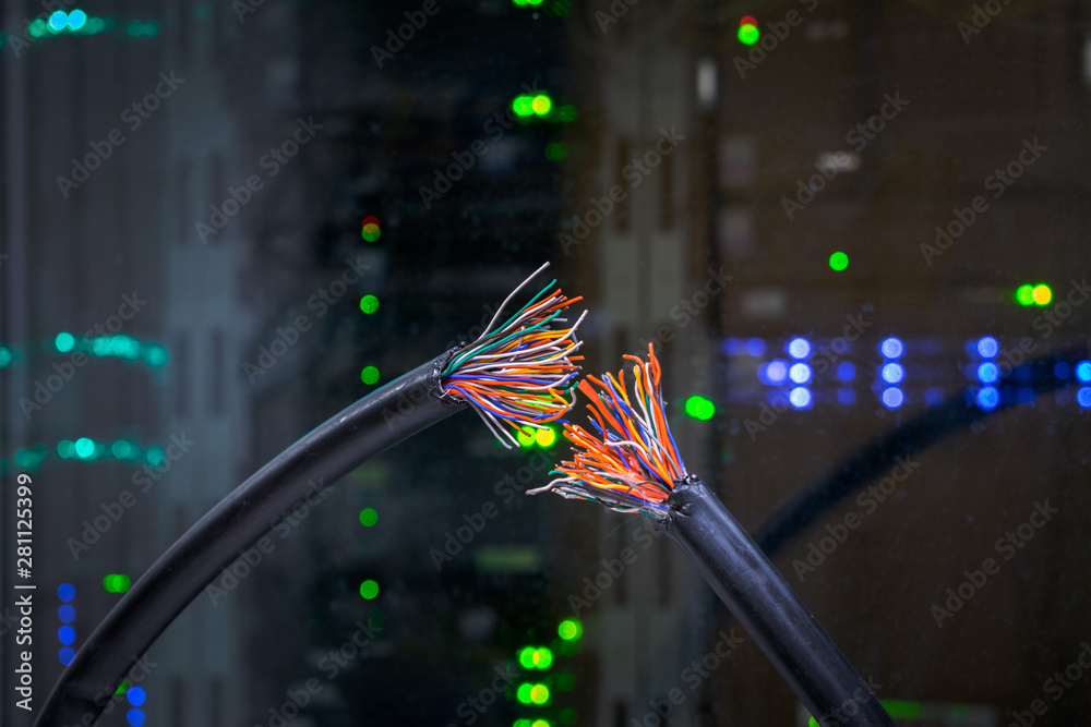Photo Stock Cutting backbone cable. The problem is on the technical ...