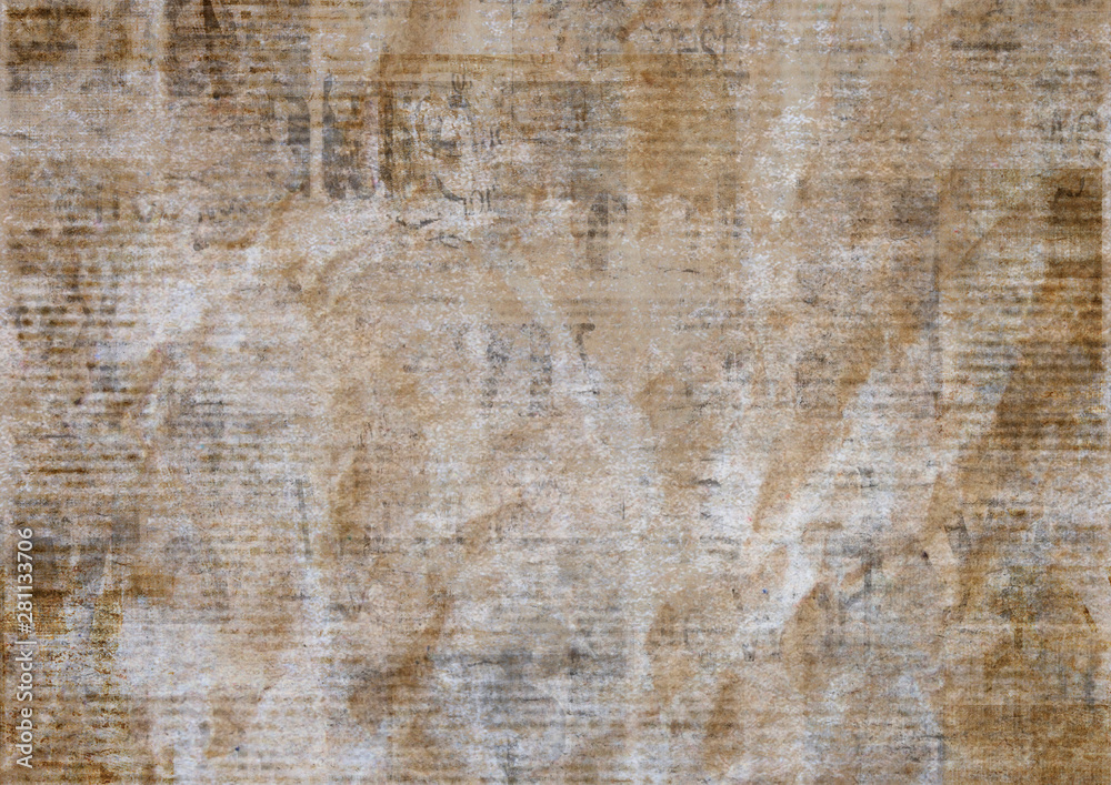 Vintage grunge crumpled paper texture background. Blurred old newspaper ...