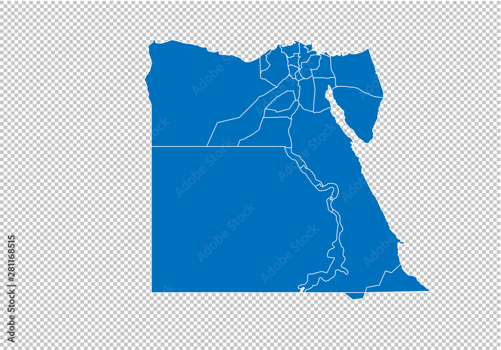 egypt map - High detailed blue map with counties/regions/states of ...