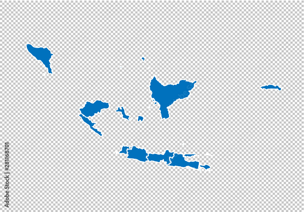 indonesia map - High detailed blue map with counties/regions/states of ...