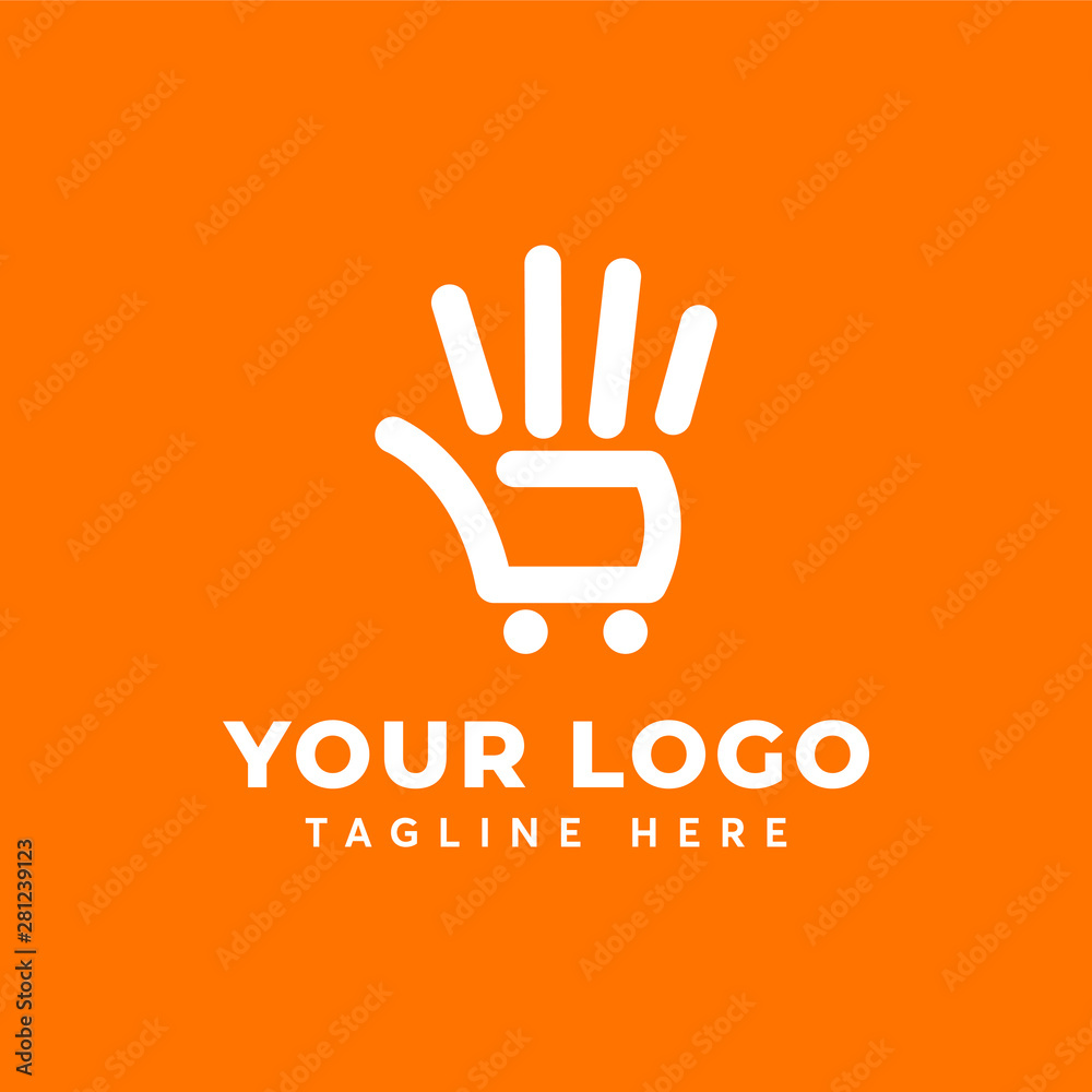 hand with cart logo template Stock Vector | Adobe Stock