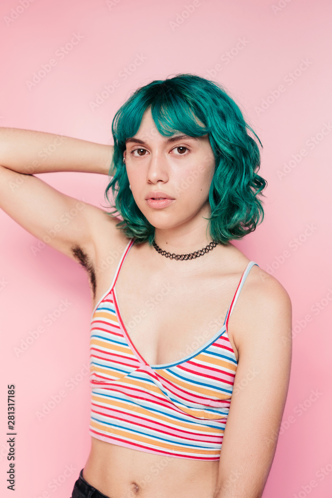 Natural teenager with hairy armpits Stock Photo | Adobe Stock