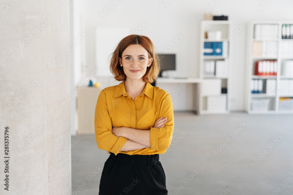 Happy relaxed confident young businesswoman Stock Photo | Adobe Stock