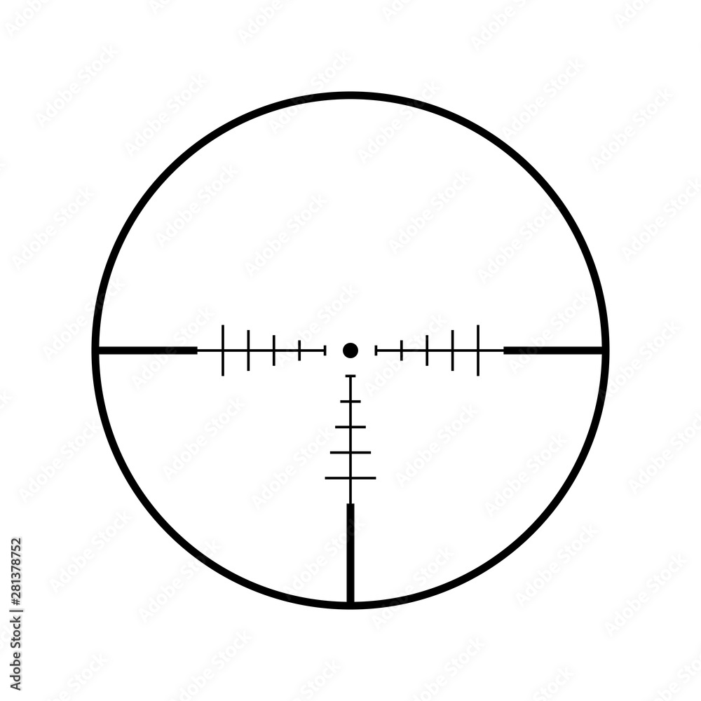 Praca wektorowa bez tantiem: Sniper rifle aim isolated on white. Crosshair target choose ...