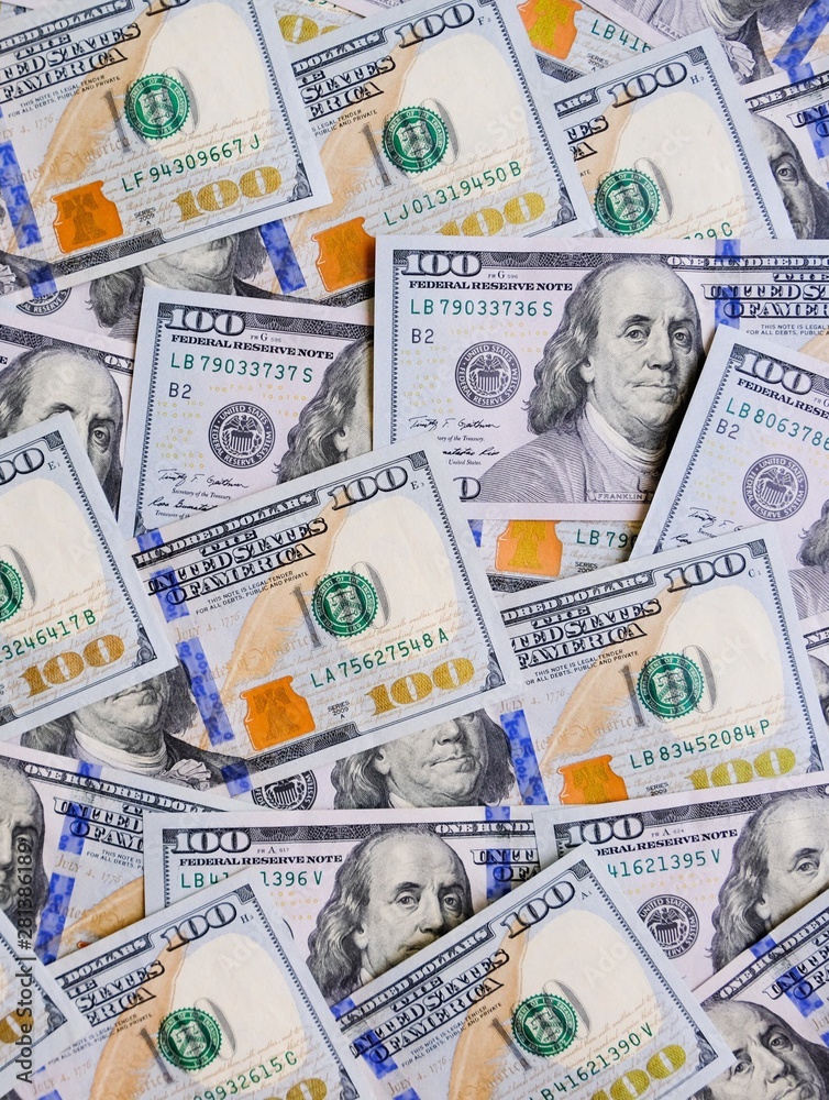 Heap of hundred dollar bills background. USD cash money. Pile of USA ...
