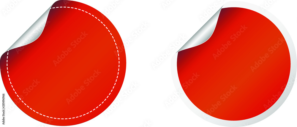 Red round sticker label fold over Stock Vector | Adobe Stock