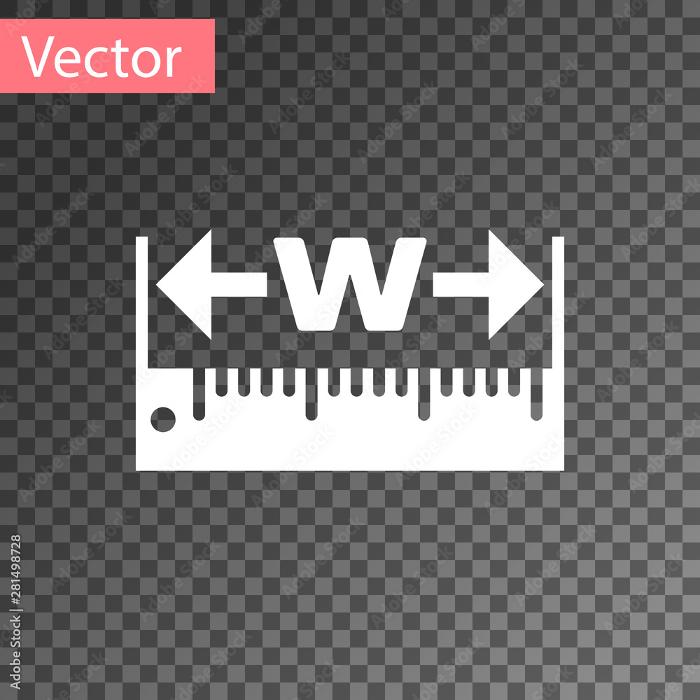 White The measuring height and length icon isolated on transparent ...