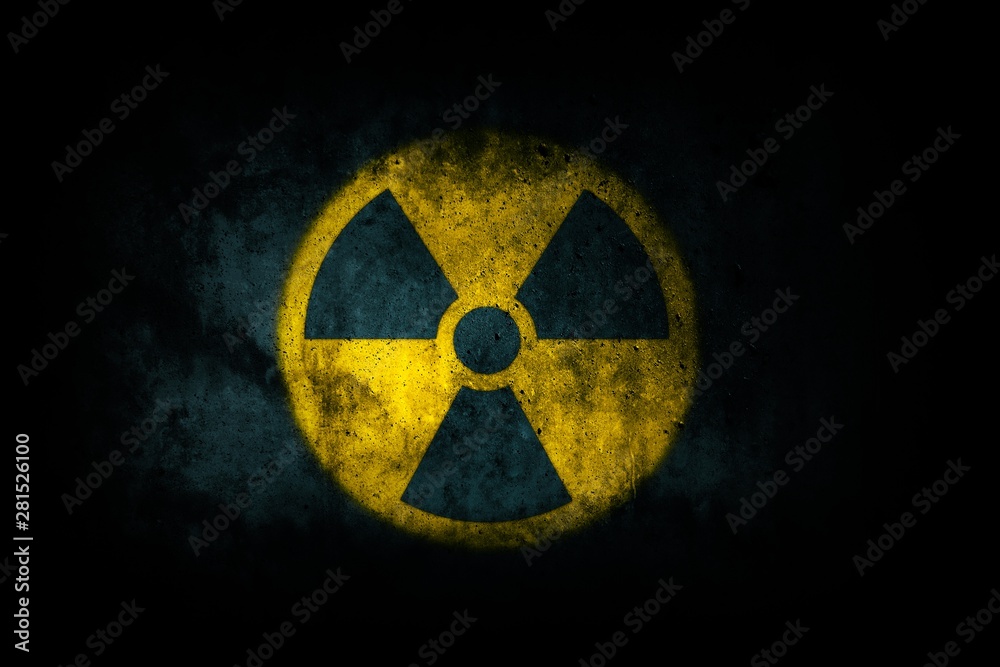 Nuclear energy radioactive (ionizing atomic radiation) round yellow ...