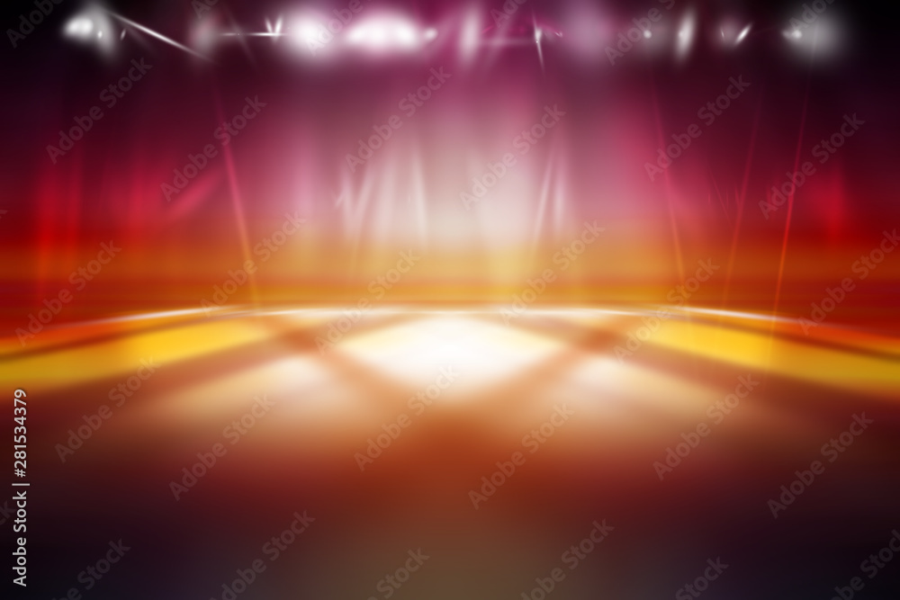 Ilustración de Stock perspective floor backdrop red room studio with ...