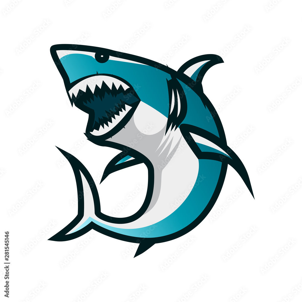 Shark vector illustration. Shark minimalist vector design with white ...