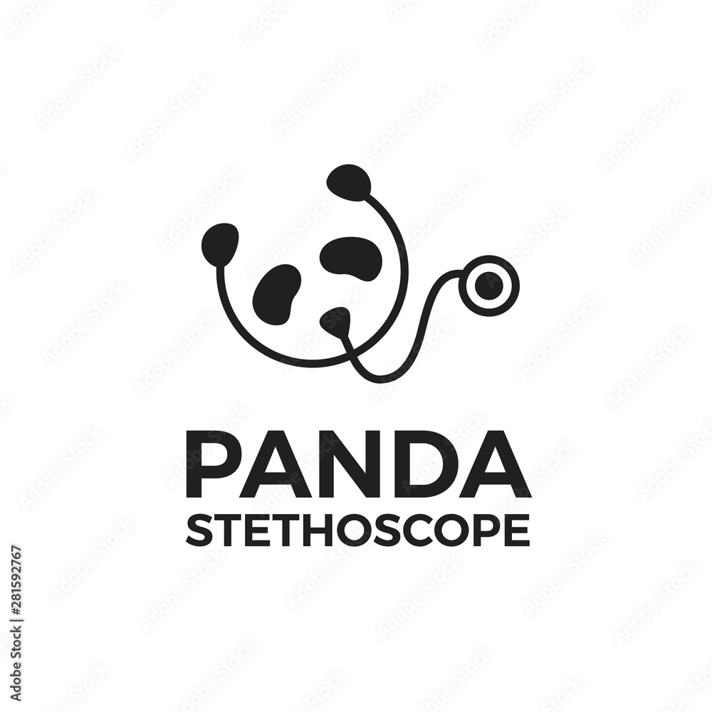 doctor panda logo design line art illustration Stock Vector | Adobe Stock