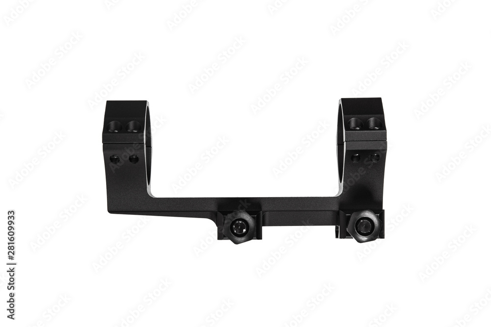 Quick disconnect mount made for holding a scope on a rifle isolated on ...