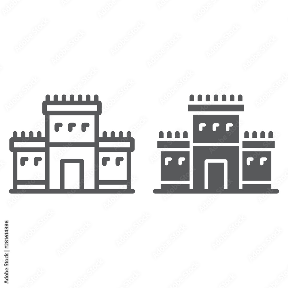 Solomon temple in jerusalem line and glyph icon, religion and hebrew ...