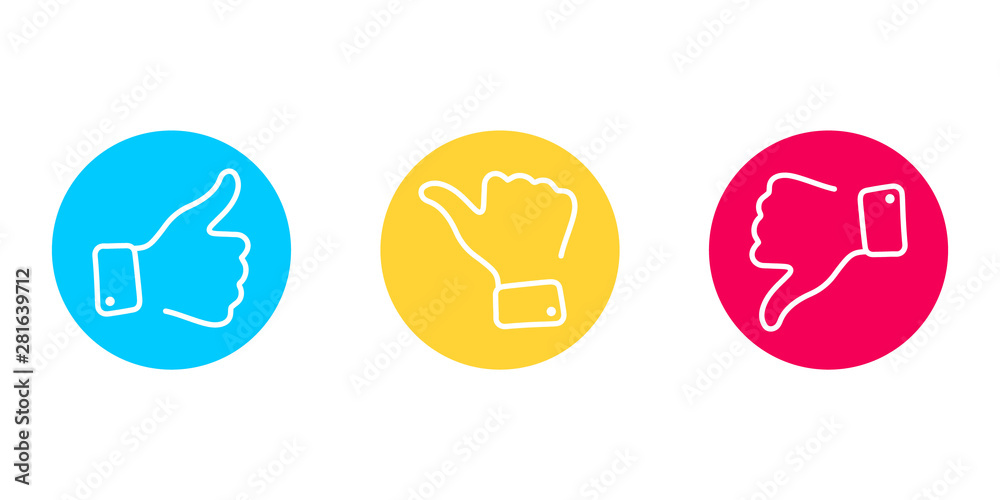 Thumbs up and thumbs down icon set. Like and dislike icons. Line Vector ...