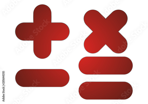 Símbolos rojos de sumar, restar y multiplicar. - Buy this stock vector ...