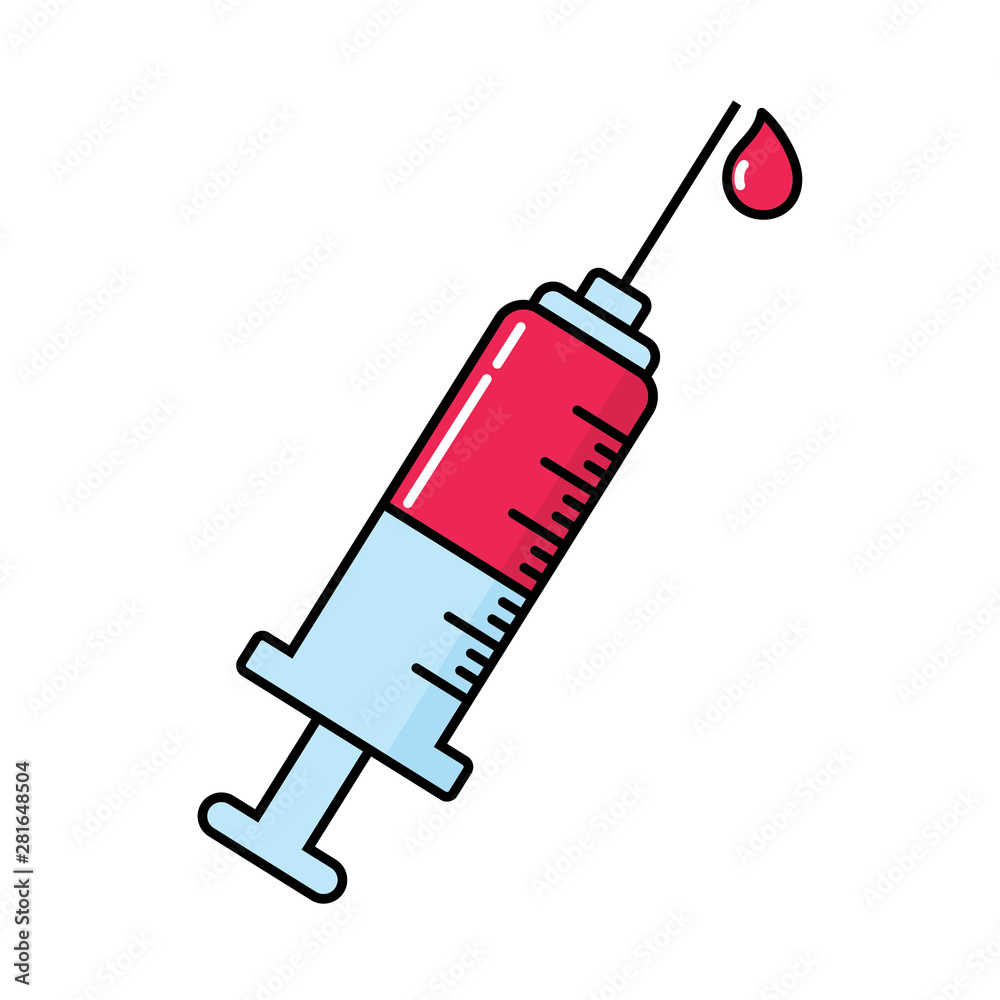 Syringe with red liquid on it's inside vector illustration isolated on ...