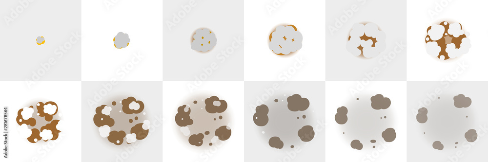 Explosion sequence animation sprite sheet. Vector explosion frames ...