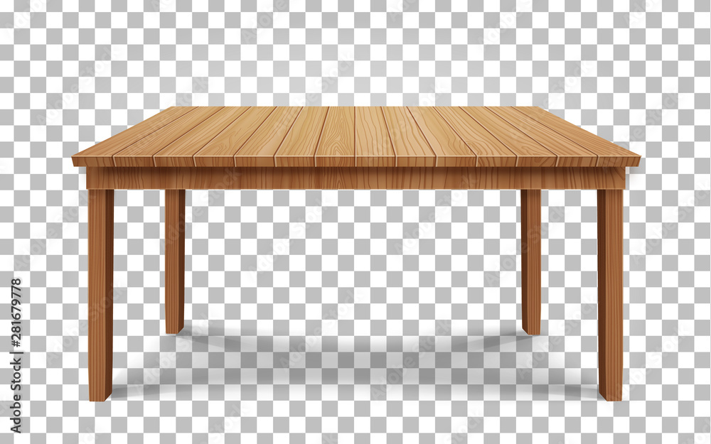 realistic wooden table on transparent background. wood table, 3d ...