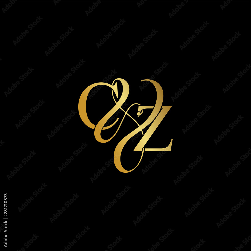 Initial letter C & Z CZ luxury art vector mark logo, gold color on ...