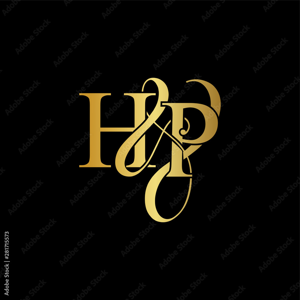 Initial letter H & P HP luxury art vector mark logo, gold color on ...