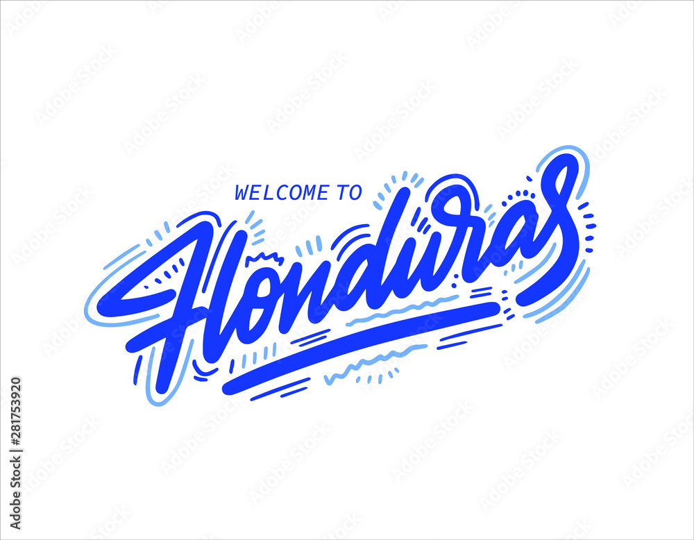 Honduras. Name country word text card, banner script. Beautiful ...