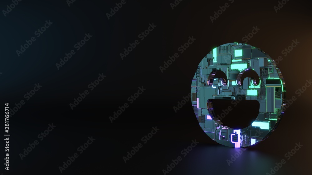 science fiction metal symbol of emoticons goofy icon render Stock ...