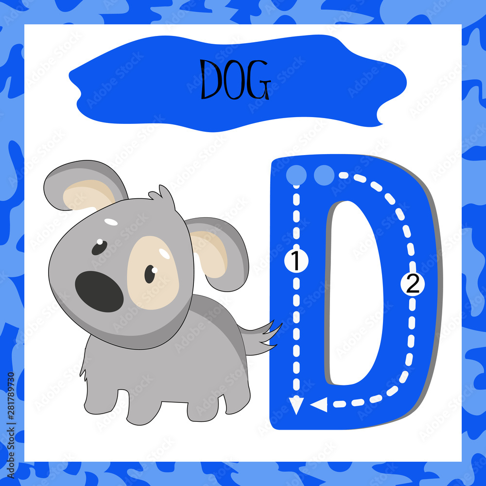 Letter D uppercase cute children colorful zoo and animals ABC alphabet ...