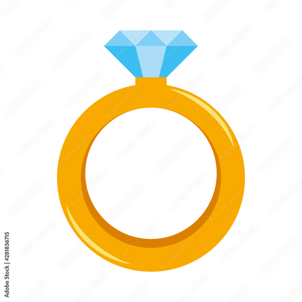 Vector cute kawaii engagement ring colorful isolated Stock Vector ...