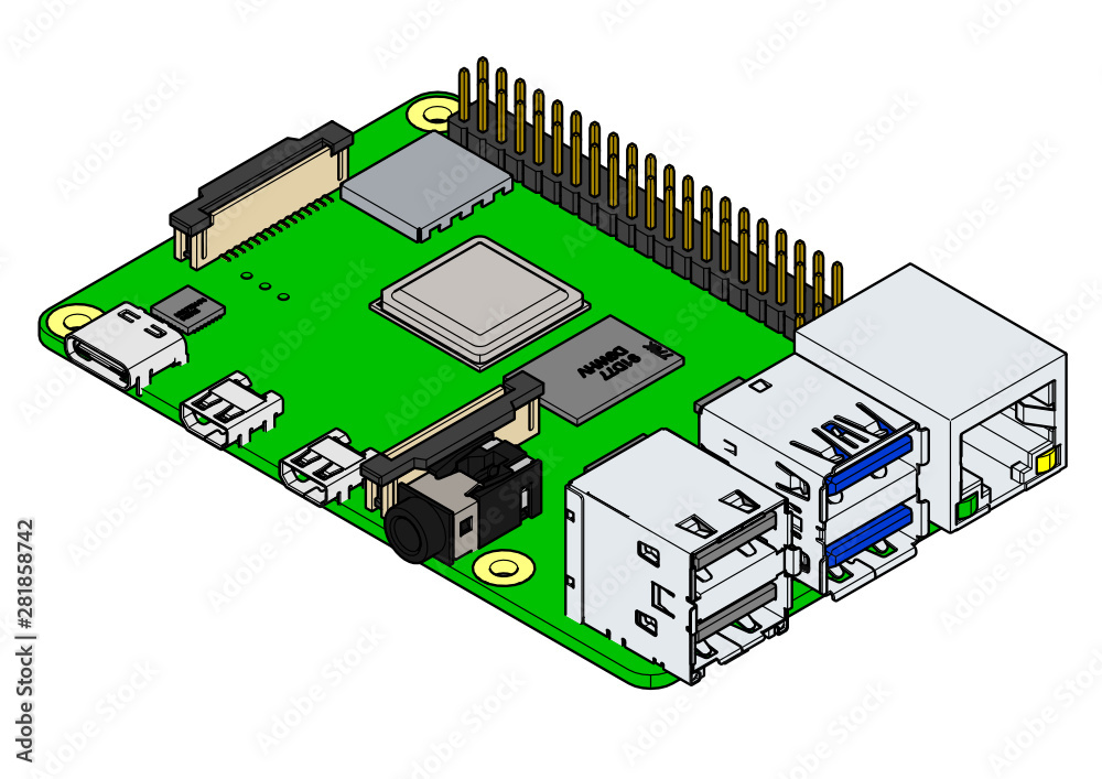 Raspberry Pi 4 Model B board Stock Vector | Adobe Stock