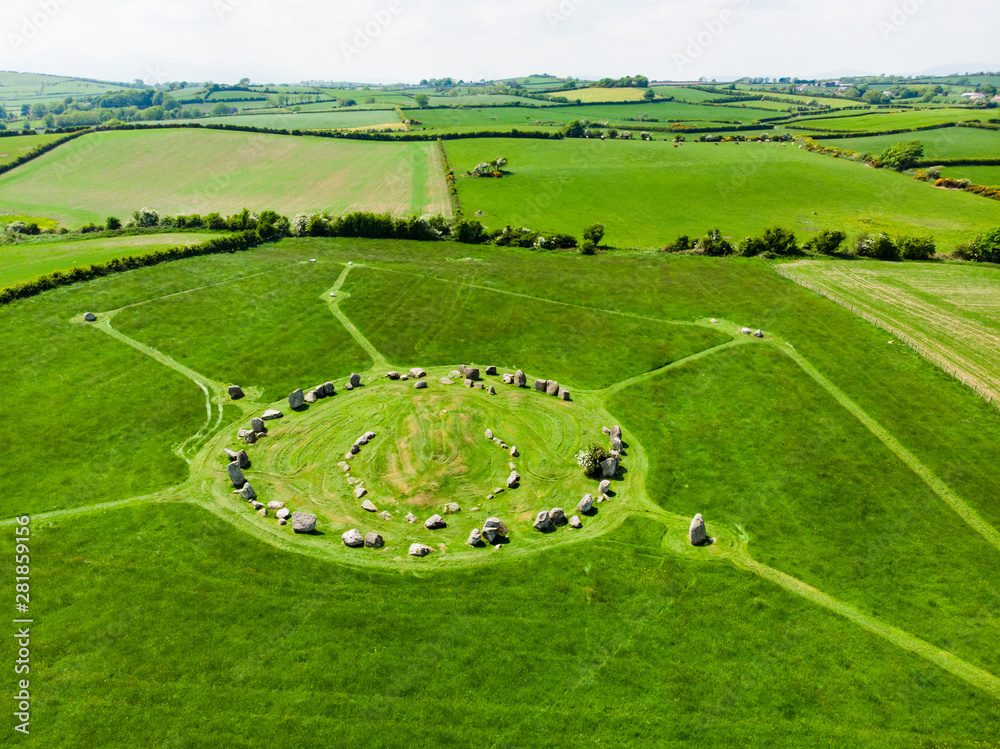 Ballynoe stone circle, a prehistoric Bronze Age burial mound surrounded ...