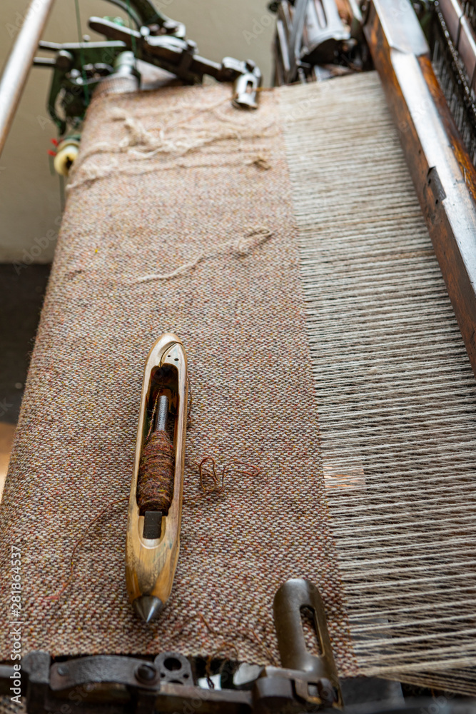 traditional weaving loom and shuttle for Tweed weaving Stock Photo ...