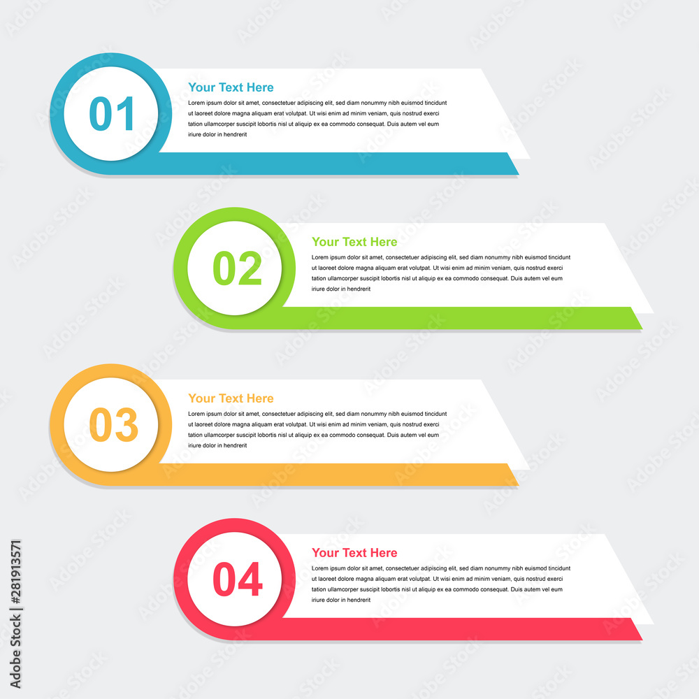 Vector de Stock infographic banner workflow 4 steps. Global business ...