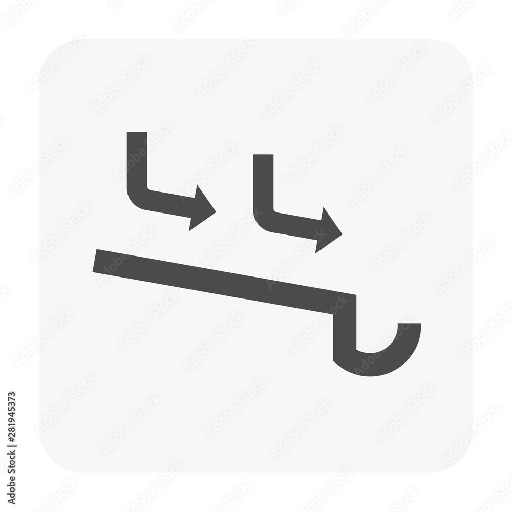 Rain gutter vector icon. Also called eavestrough, eaves-shoot or ...
