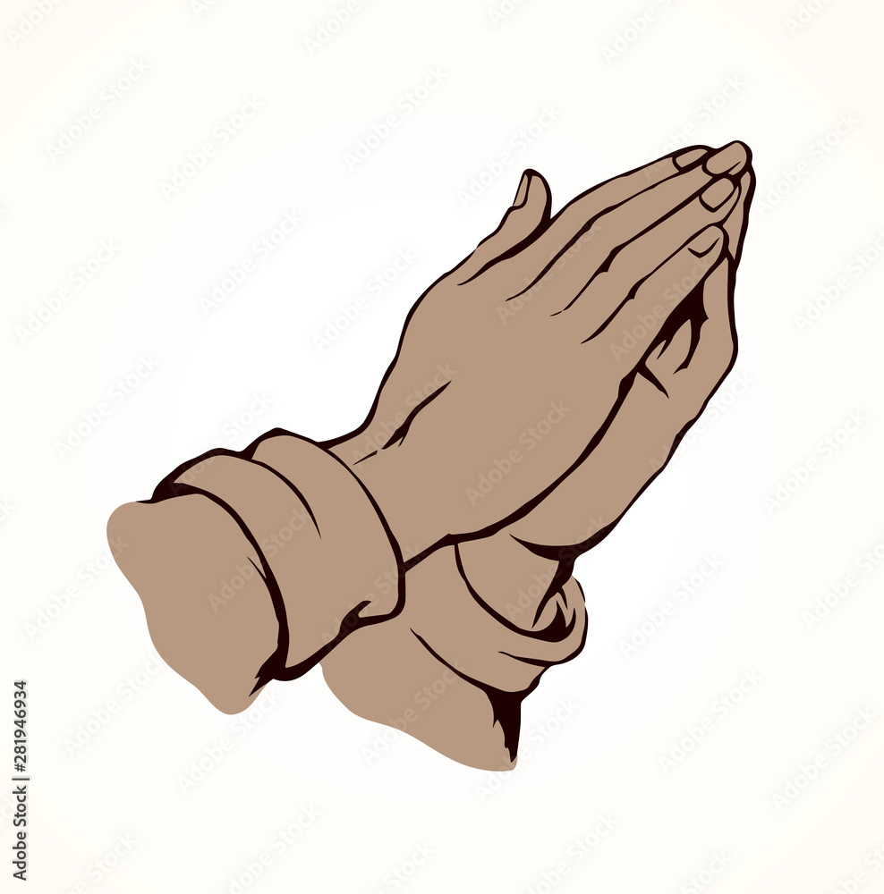 Praying hands. Vector drawing Stock Vector | Adobe Stock