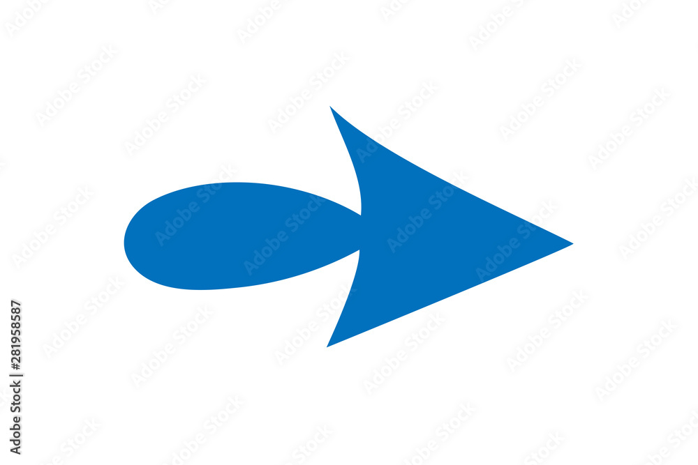Modern hand draw right side arrow vector icon blue version,flat style ...