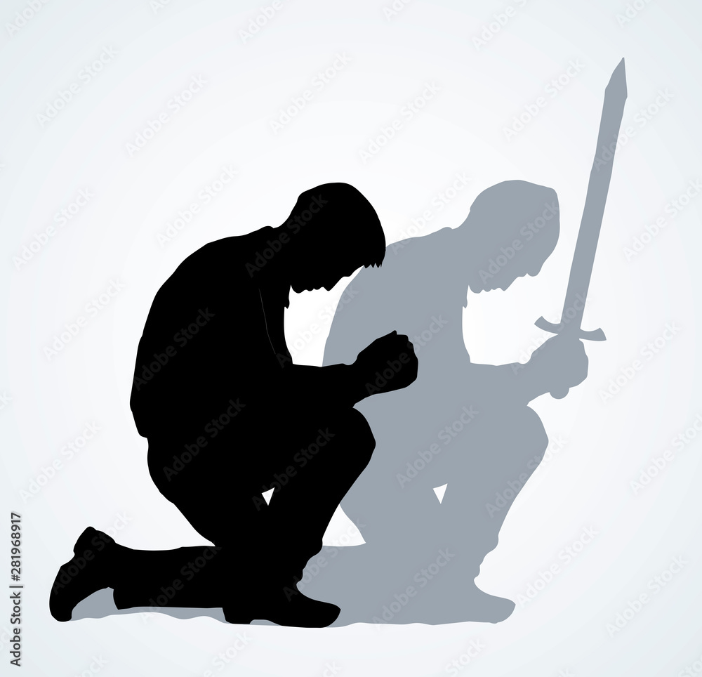 Vector image of the praying person Stock Vector | Adobe Stock