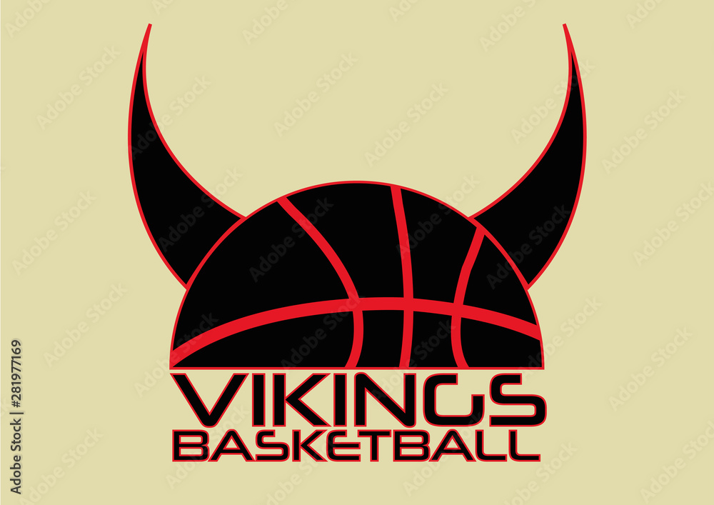 Helmet Vikings basketball team logo vector illustration. Basketball ...