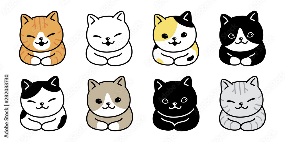 cat vector kitten breed calico icon logo symbol cartoon character ...